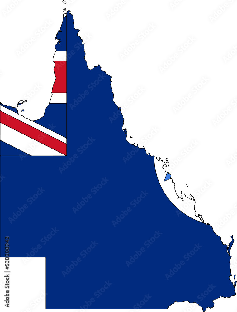 Queensland Australia Map Flag. Qld AUS Outline Boundary Border Shape ...
