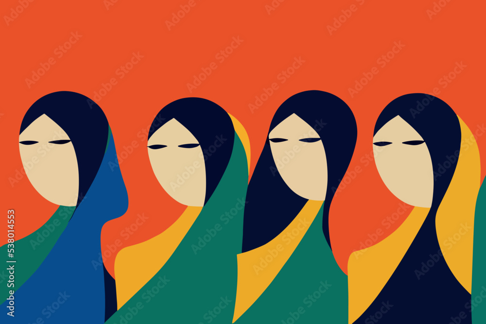 Illustration Of Iranian Women Wearing Hijabs Iranian Girls Protest For