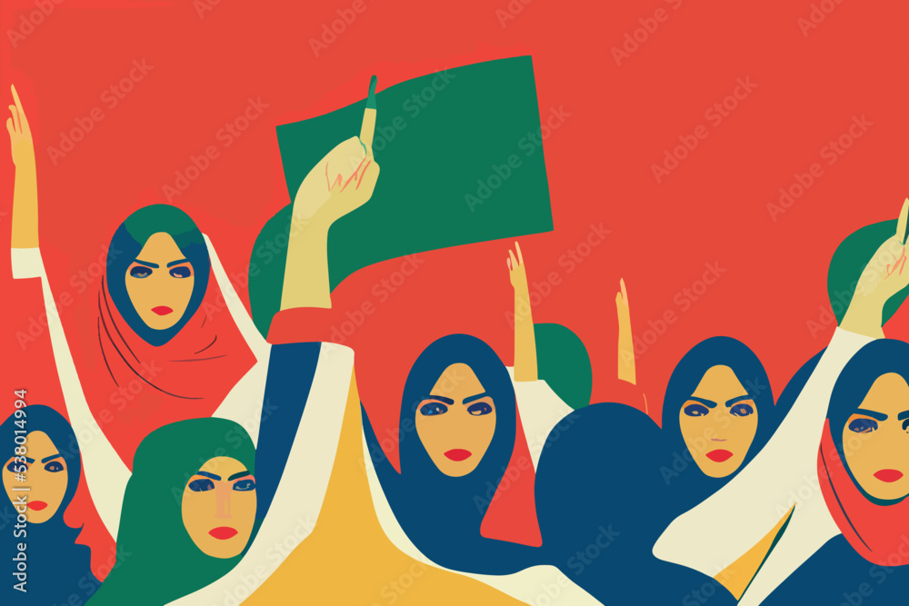 Iranian Women Wearing Hijabs Protesting Against The Wearing Of