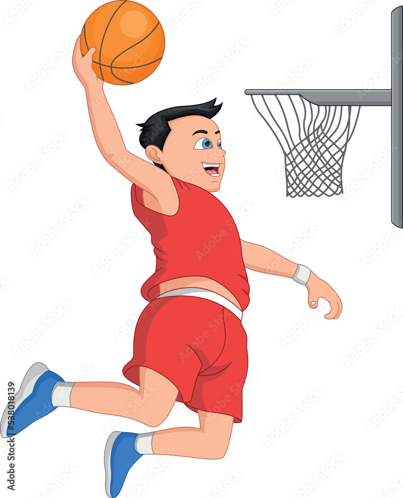 cartoon cute boy playing basketball Stock Vector | Adobe Stock