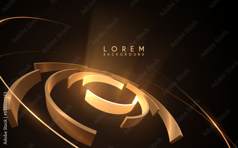 Abstract golden circle shapes with light effect Stock Vector | Adobe Stock