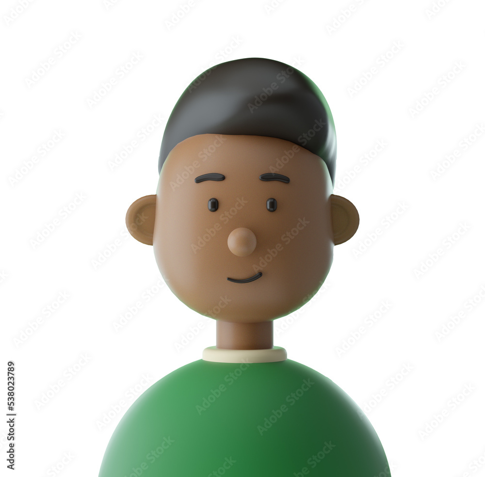 Young dark skinned boy cute iconic character guy isolated transparent ...