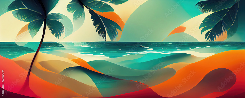 Tropical beach wallpaper Stock Illustration | Adobe Stock