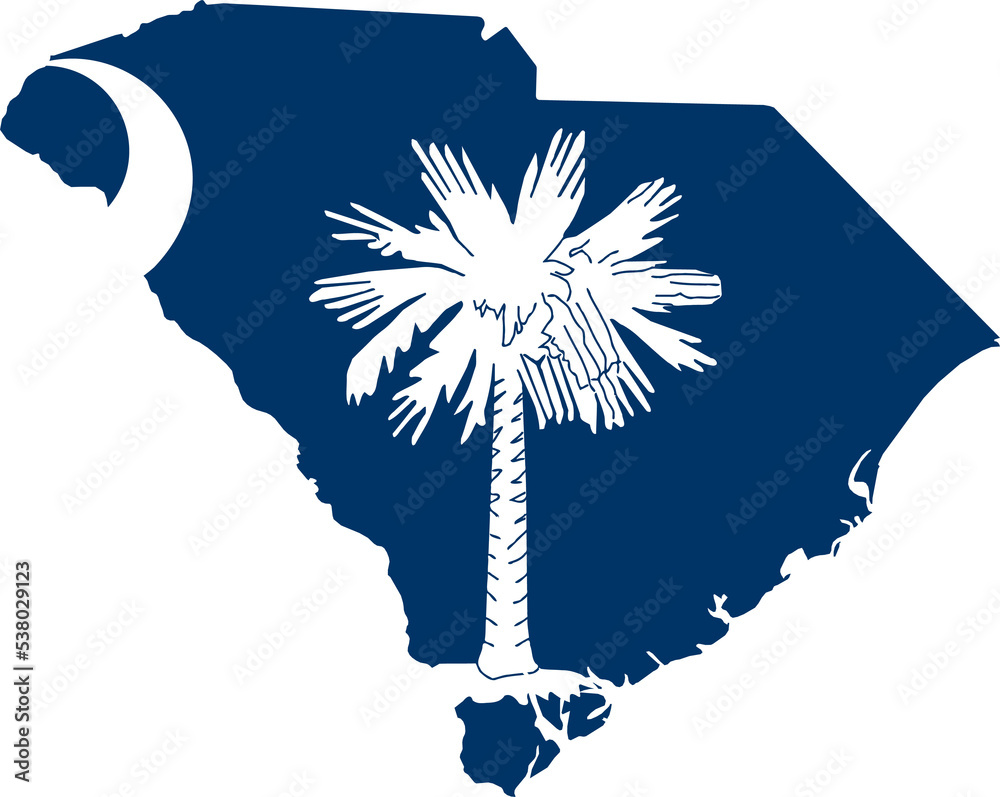 South Carolina USA Map Flag. SC US Outline Boundary Border Shape State ...