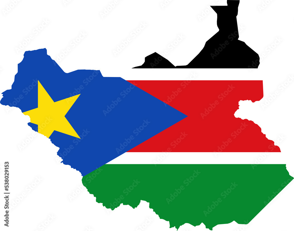 South Sudan Map Flag. South Sudanese Border Boundary Country Shape ...