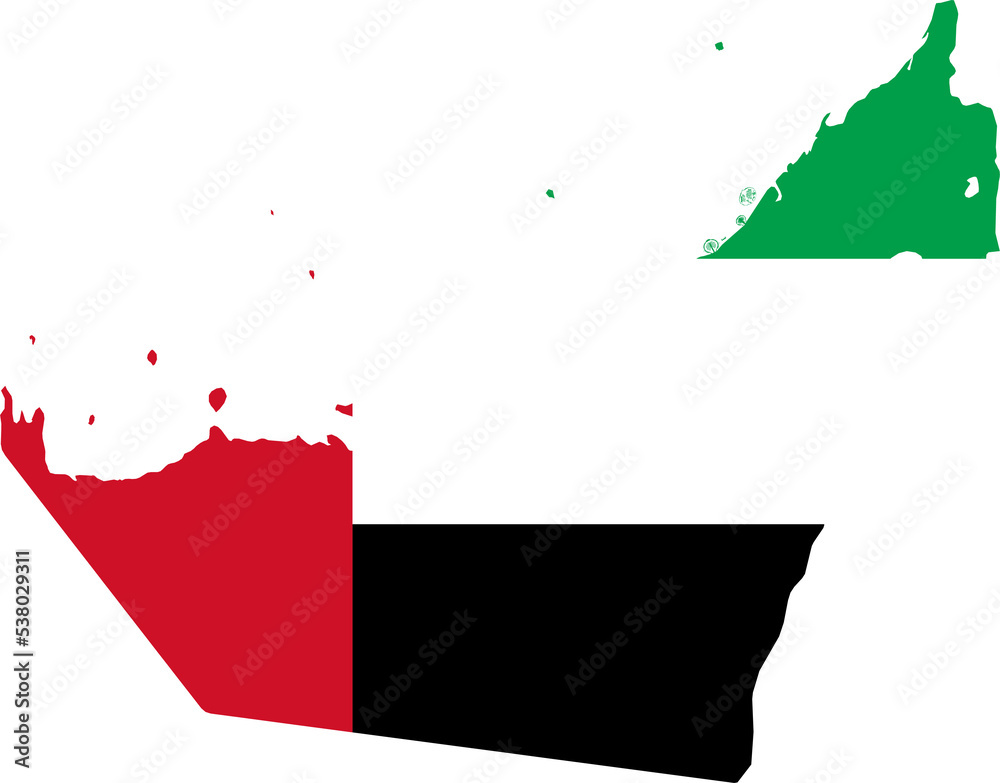 UAE Map Flag. United Arab Emirates Border Boundary Country Shape Nation ...