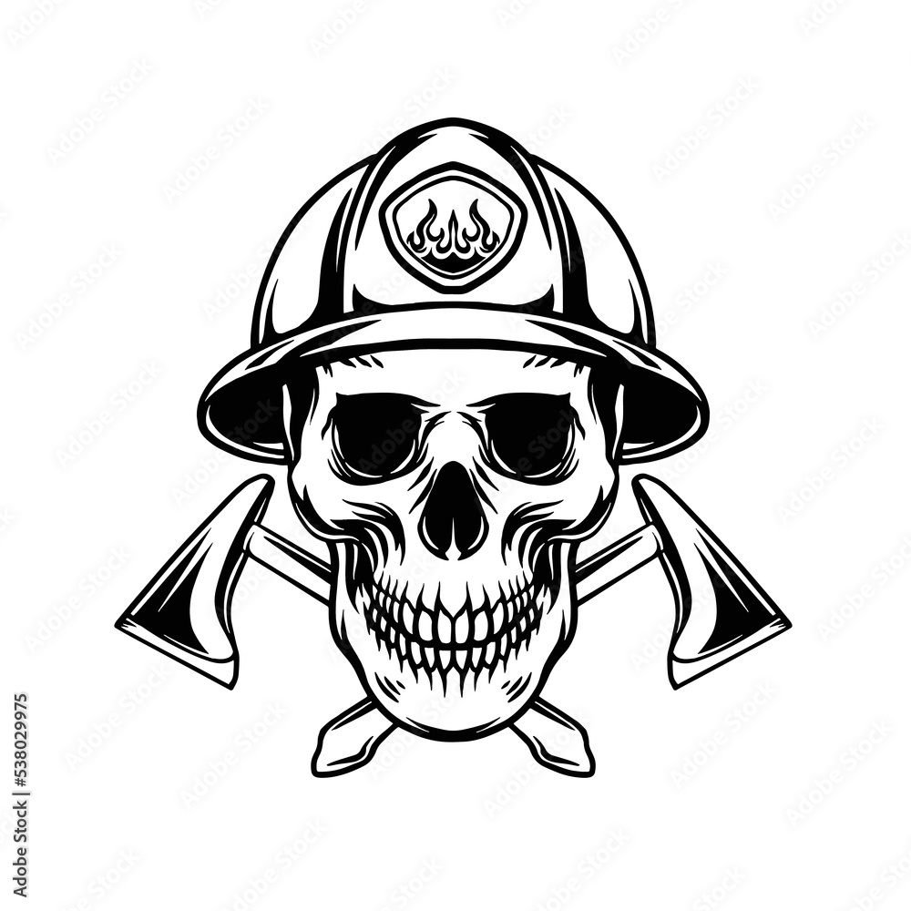 Firefighter skull vector illustration Stock Vector | Adobe Stock