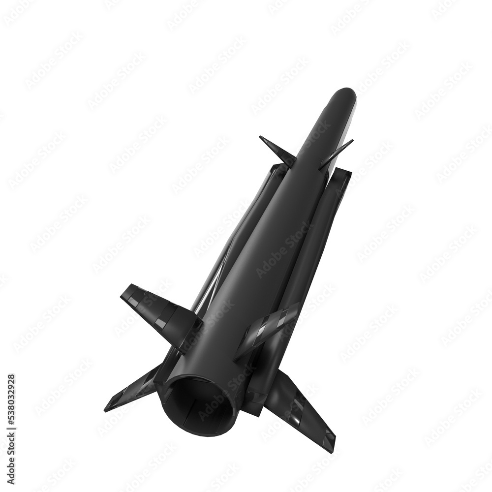 Isolated Front View of Multistage anti-aircraft air defense missile on ...