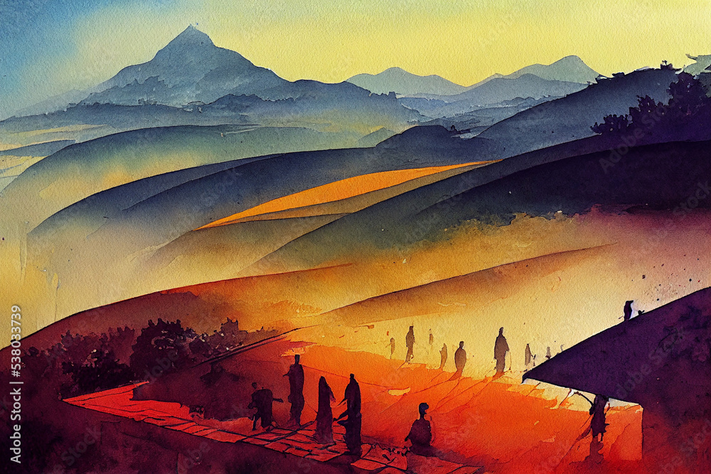 Himalayas. Himalaya Mountains of Nepal, snow covered high peaks and ...