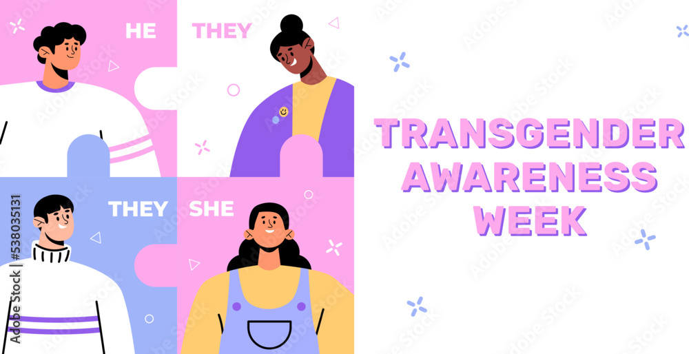 Transgender awareness week banner. Diverse group of transgender people ... Transgender awareness week banner. Diverse group of transgender people ...