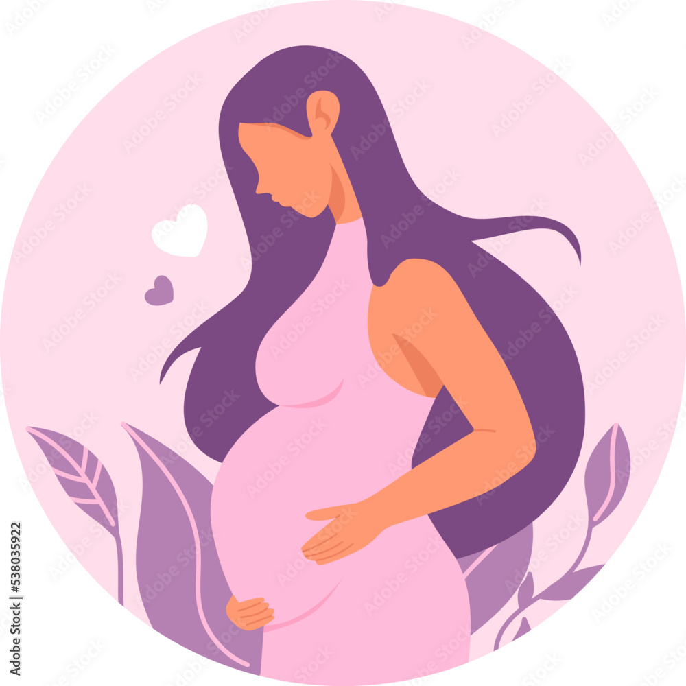Pregnant woman in dress holds her belly. Happy, healthy pregnancy and ...