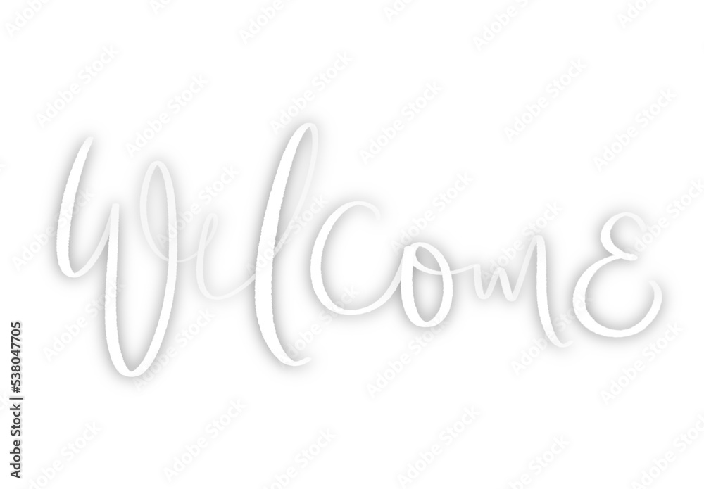 WELCOME white brush lettering banner with drop shadow on transparent background Stock ...