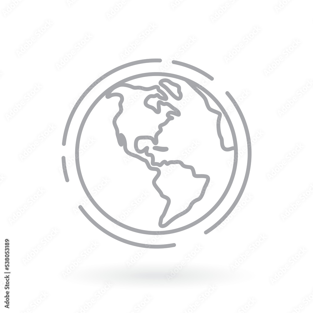 Earth line icon. World globe symbol. Global atlas sign. America map ...