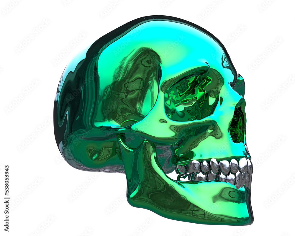 Human skull on transparent background. 3d rendering - illustration ...
