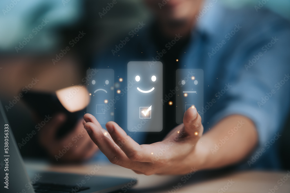 Customer review satisfaction feedback survey concept, User give rating ...