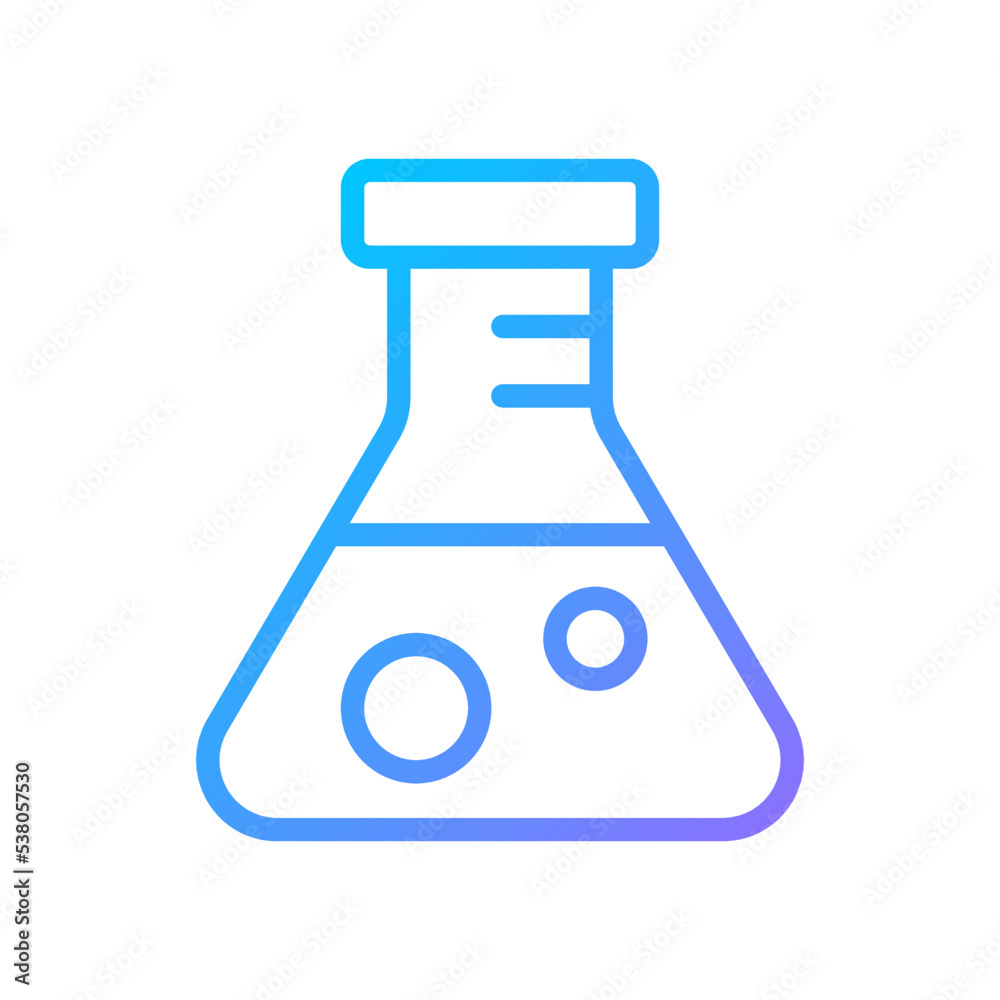 Conical flask pixel perfect gradient linear vector icon. Scientific ...