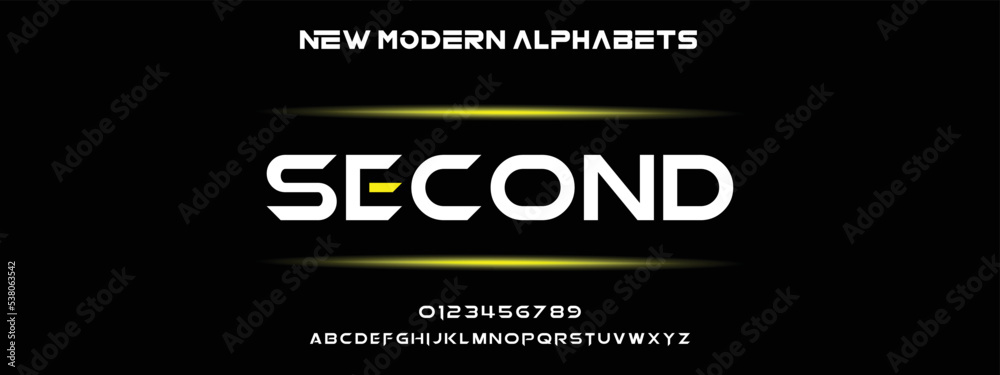 SECOND Sports minimal tech font letter set. Luxury vector typeface for ...