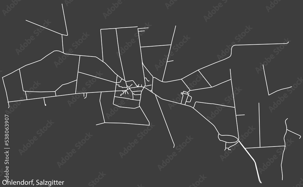 Detailed negative navigation white lines urban street roads map of the ...