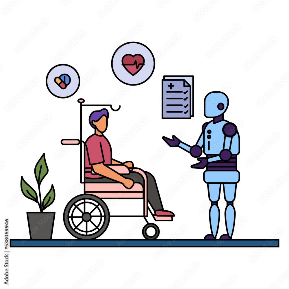 Vektorová grafika „patient engagement robot Concept,support and augment ...