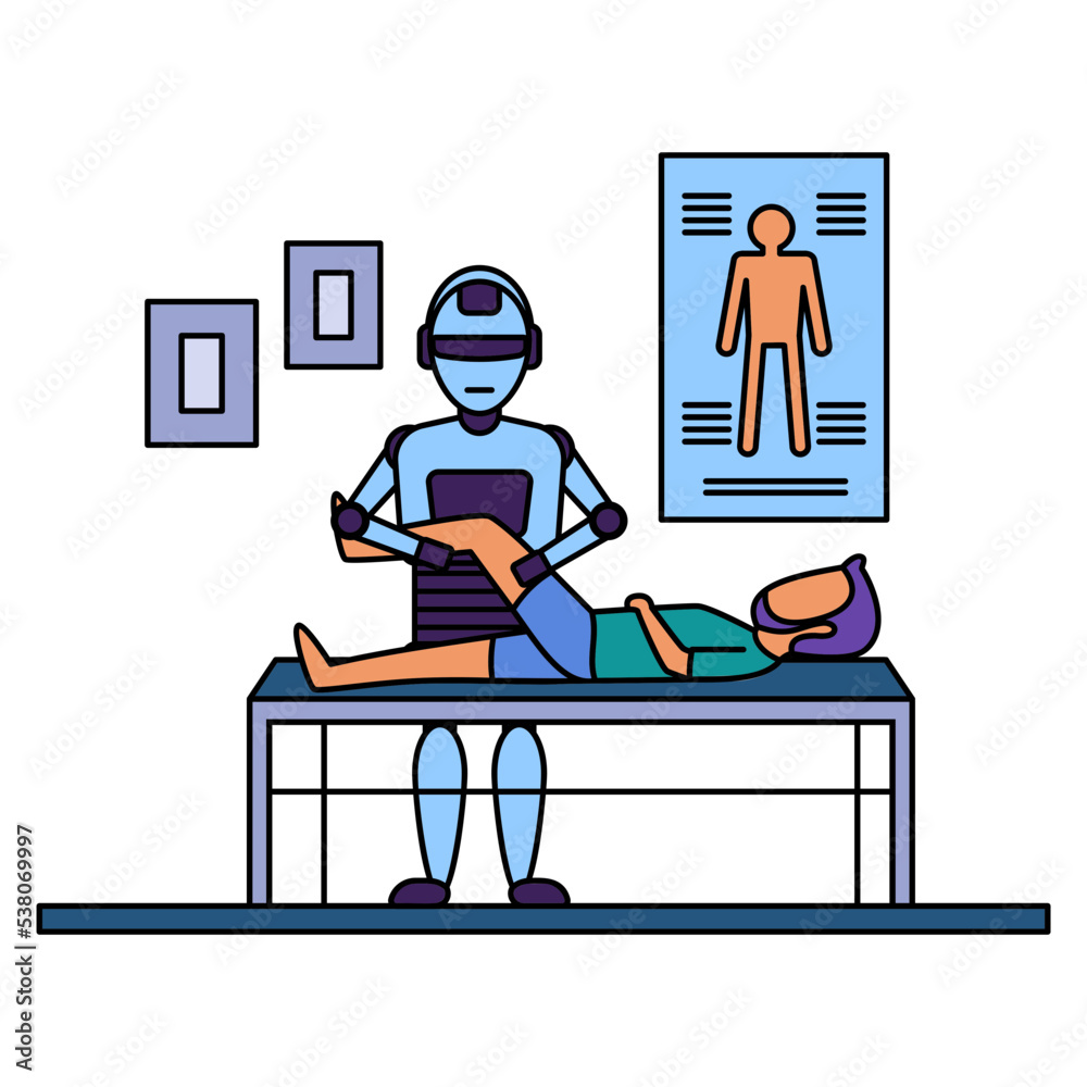 physiotherapy robot Concept, rehabilitation bot machine vector color ...