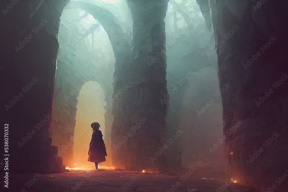 Massive Illuminated Tunnels and Tiny Humans - Fantasy Landscape ...