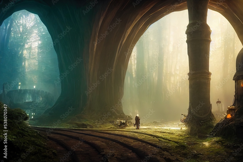 Massive Illuminated Tunnels and Tiny Humans - Fantasy Landscape ...
