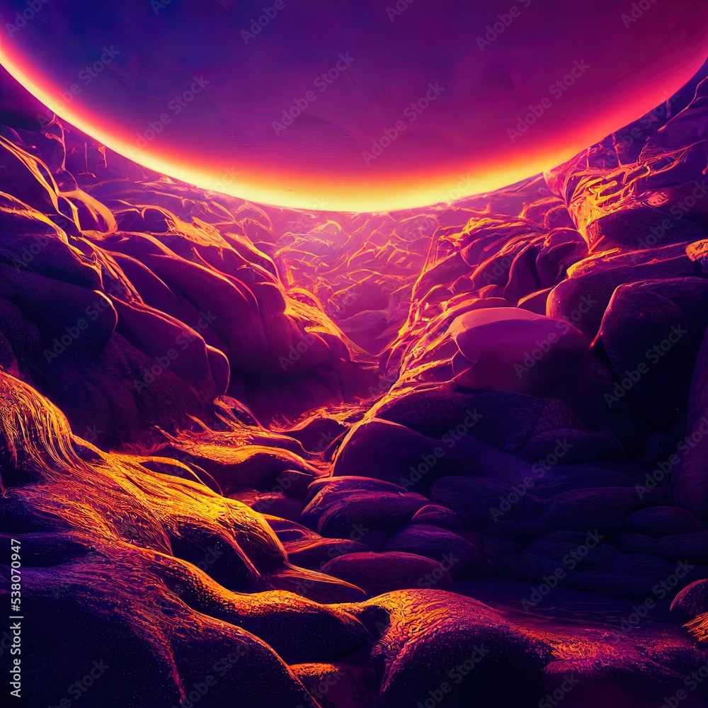 Nether Alient Planet Magical Landscape - Digital Art, Concept Art, 3D ...