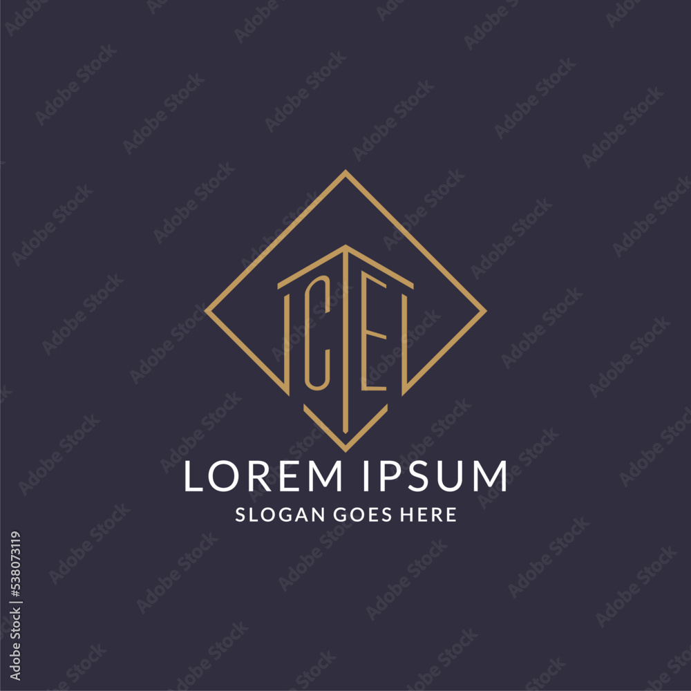 Letter CE logo with rhombus square line shape, luxury modern logo style ...