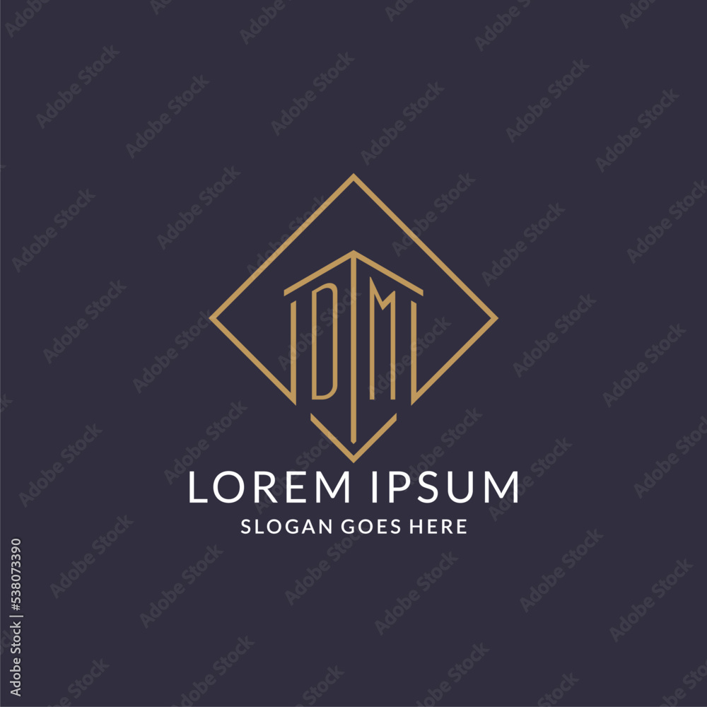 Letter DM logo with rhombus square line shape, luxury modern logo style ...