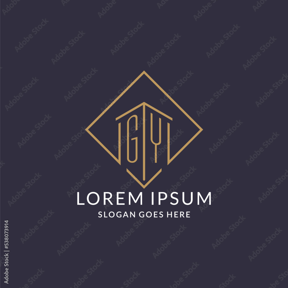 Letter GY logo with rhombus square line shape, luxury modern logo style ...