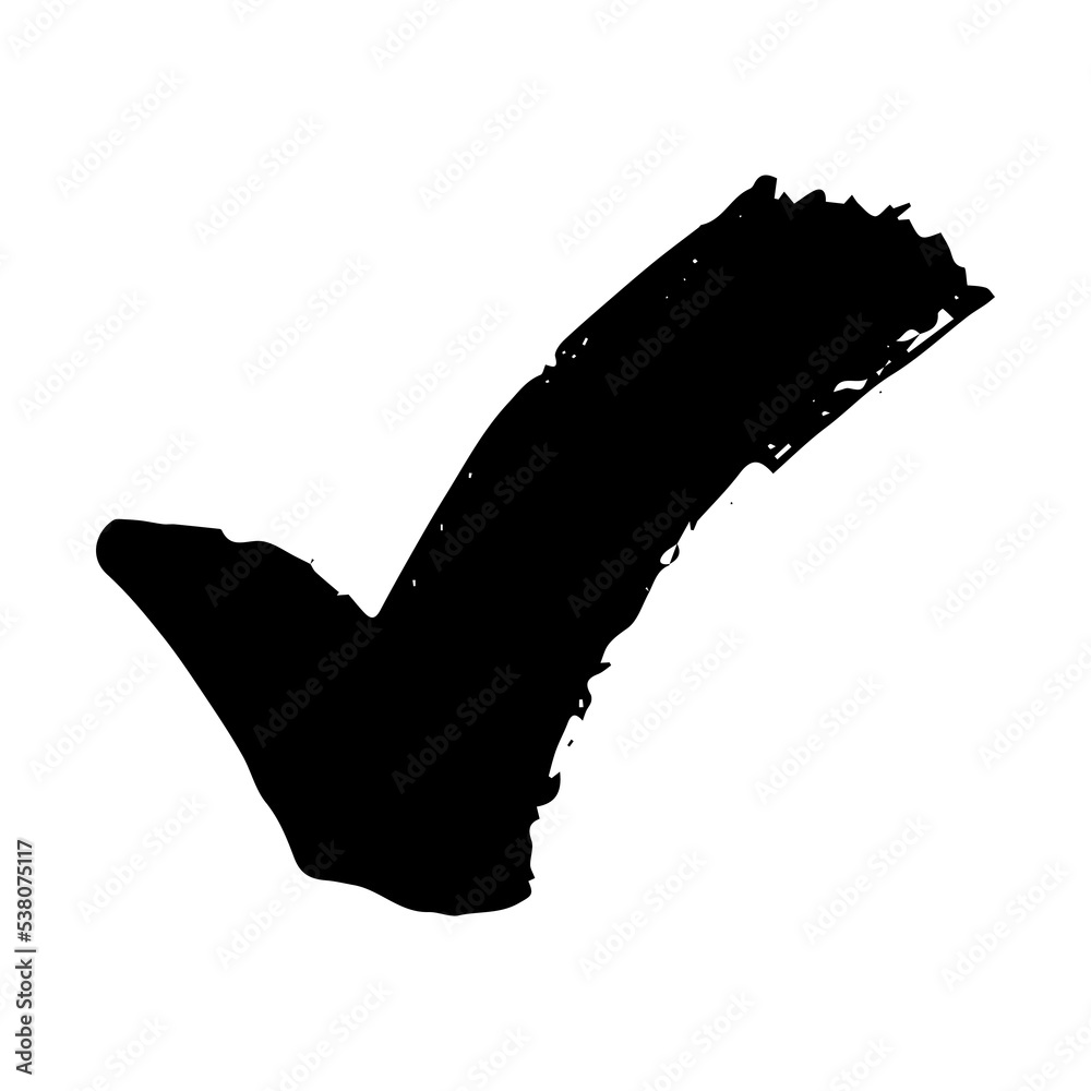 Hand drawn check mark illustration. Marker right sign clipart. Ink ...