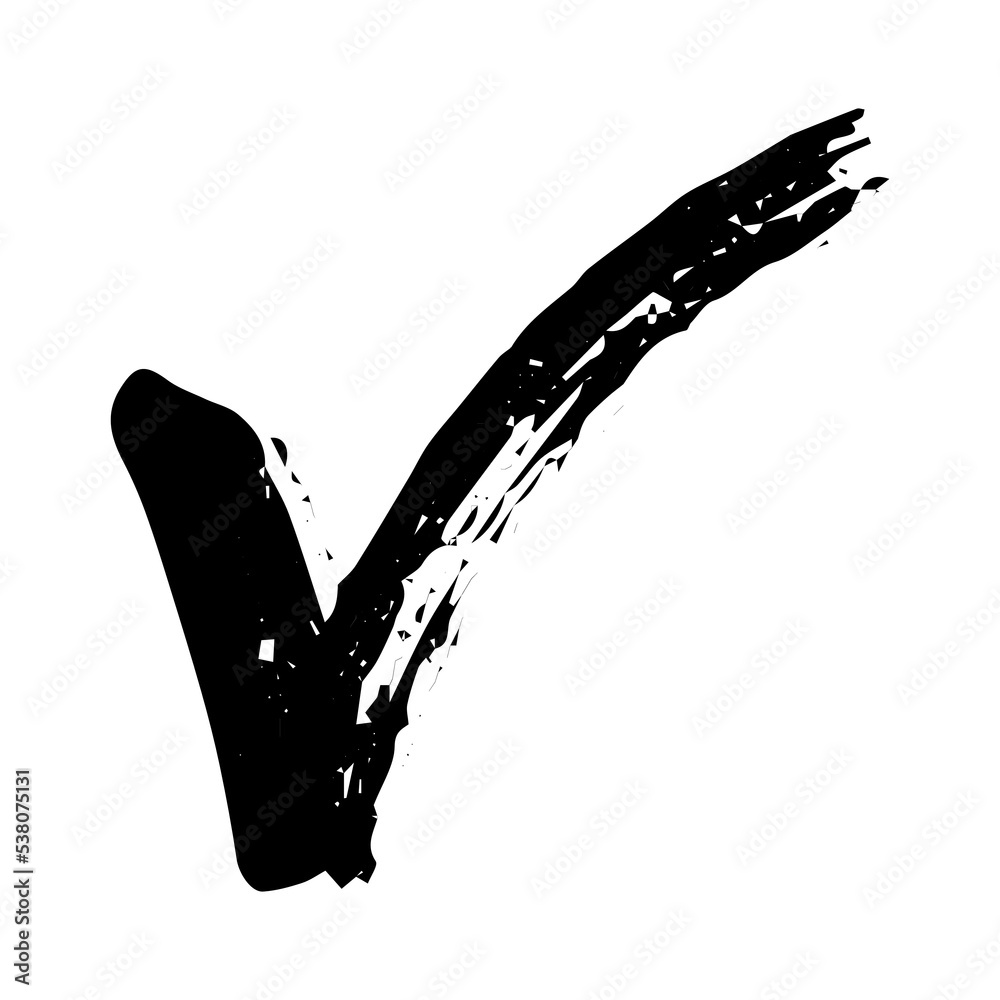 Hand drawn check mark illustration. Marker right sign clipart. Ink ...