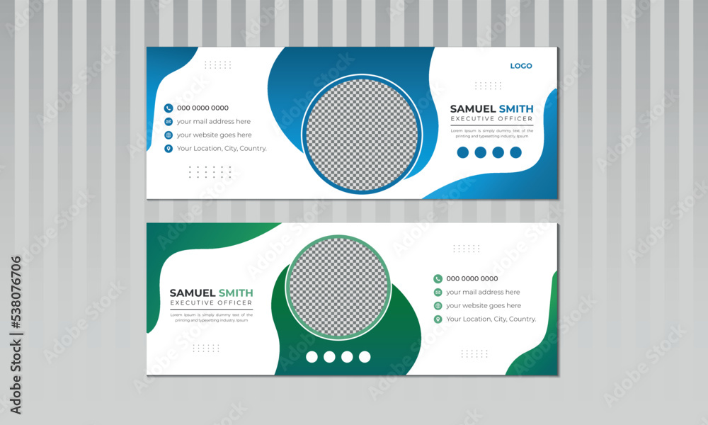 Double-set business corporate email signature design Flat and Modern ...