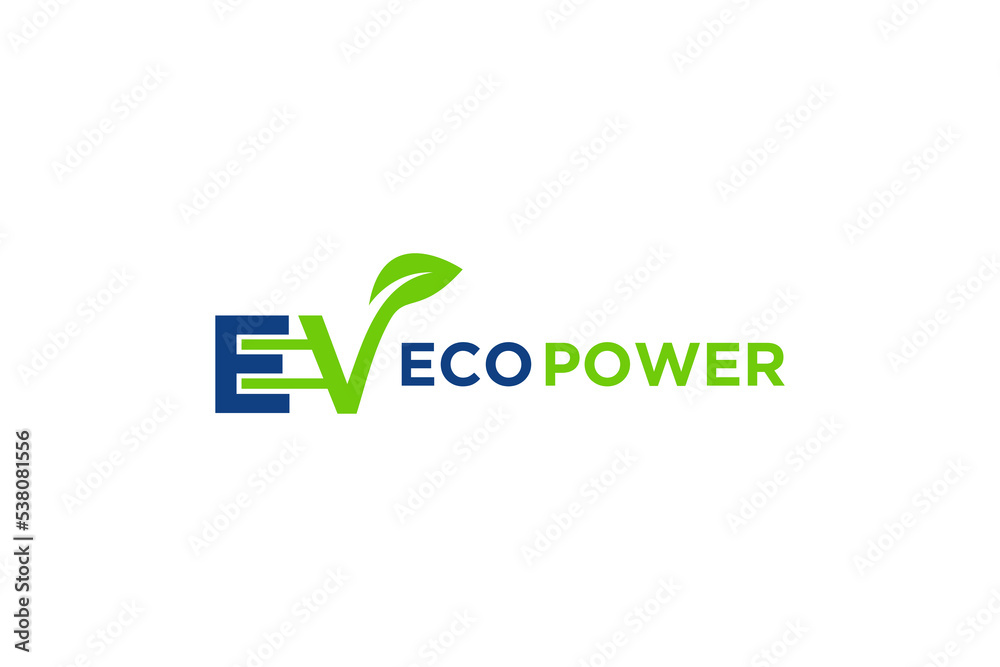 Nature power logo icon, eco friendly power plants lightning symbol ...