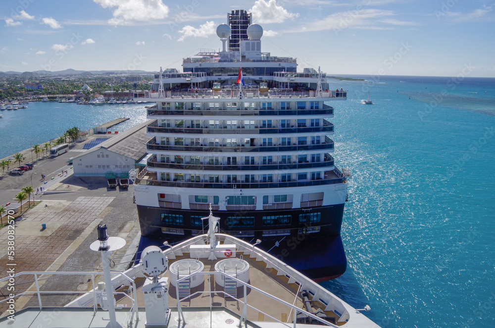 Huge modern HAL cruiseship or cruise ship liner Koningsdam in port ...