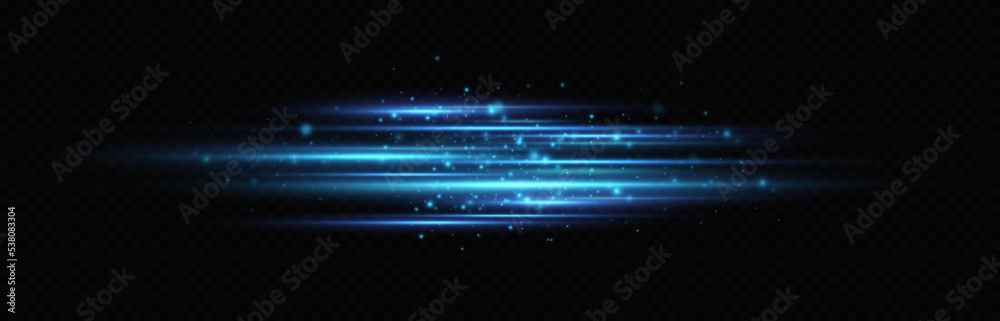 Motion light effect for banners. Blue lines. The effect of speed on a ...