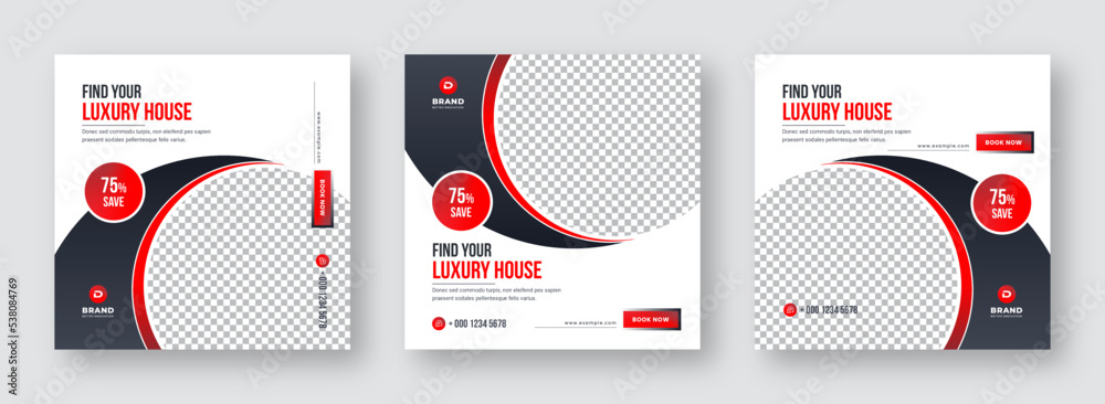 Modern and creative social media post design. Set of editable square ...