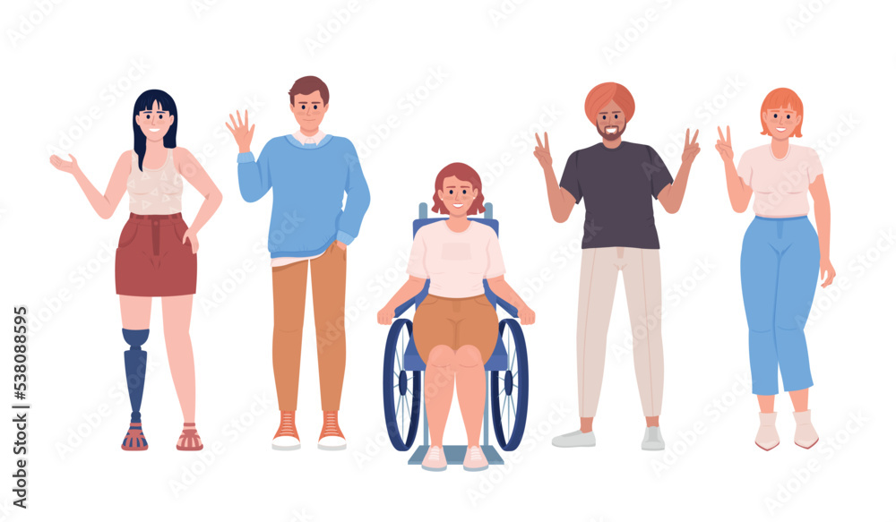 Diversity and inclusion semi flat color vector characters. Editable ...