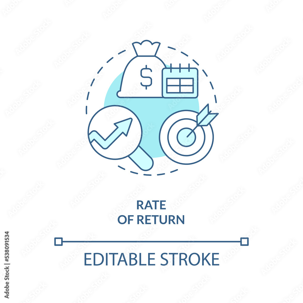 Rate of return turquoise concept icon. Factor affecting investment ...