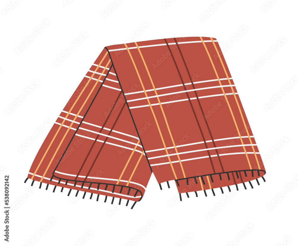Hand drawn cute illustration of autumn or winter plaid. Flat vector ...