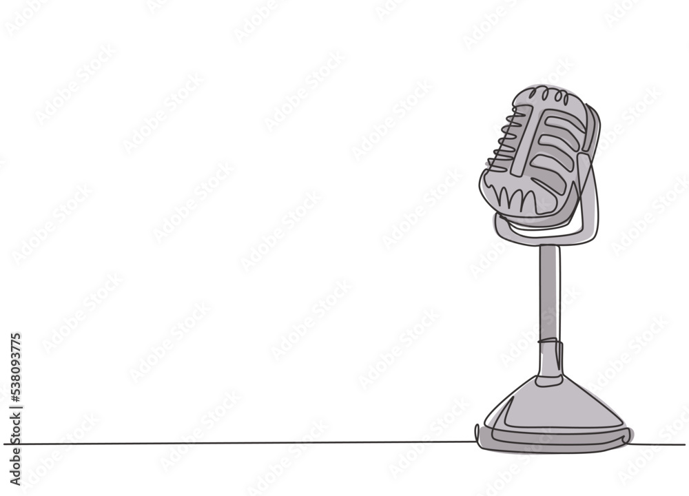 One single line drawing of retro old classic radio microphone for ...