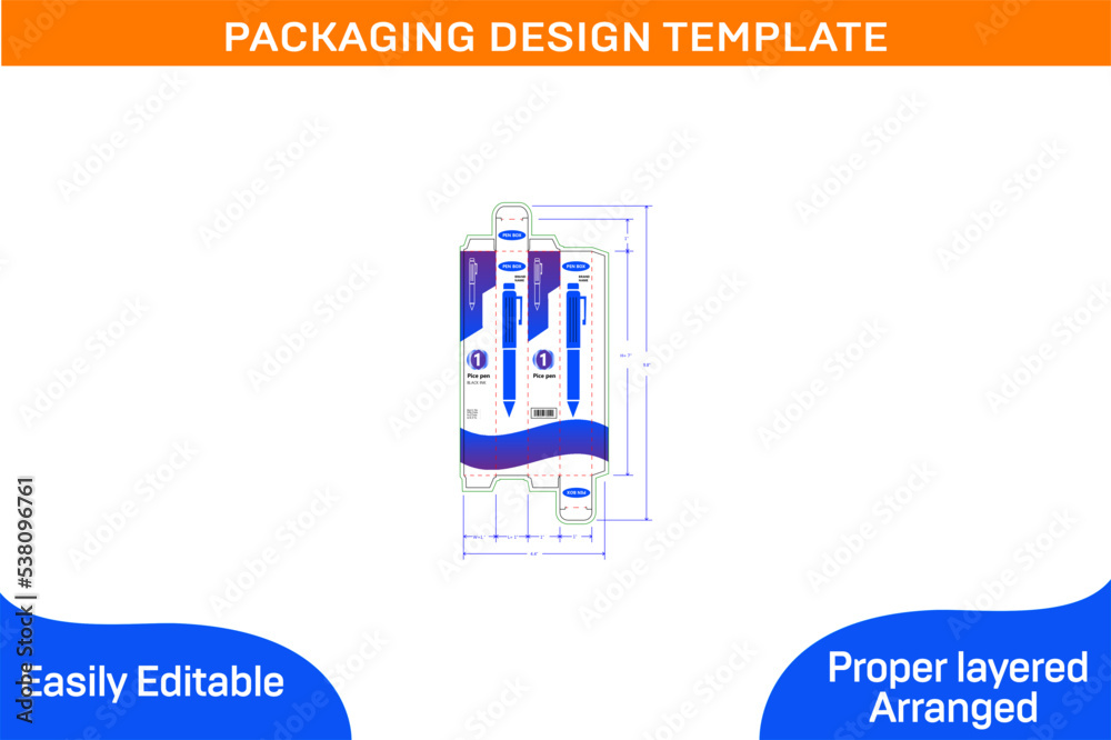 PEN BOX PACKAGING DESIGN TEMPLATE Stock Vector | Adobe Stock