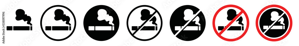 Cigarette icon vector collection. Smoking area and No Smoking sign ...