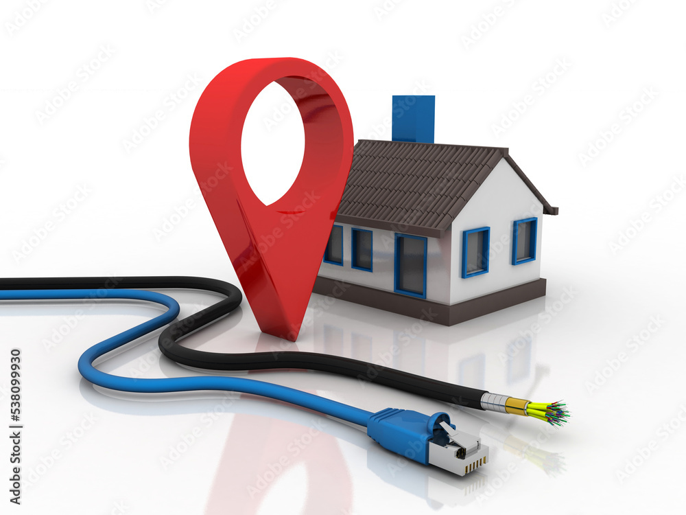 3d rendering Network connection, internet communication and computer ...