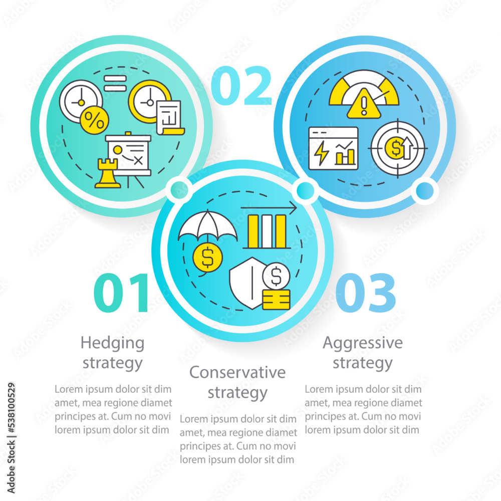 Working capital strategies blue circle infographic template. Data ...