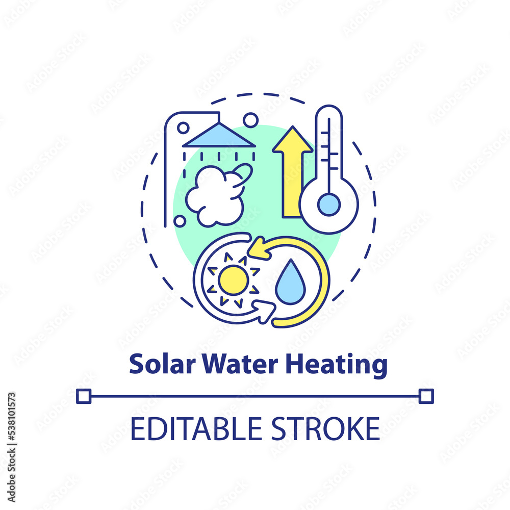 Solar water heating concept icon. Sustainable house. Renewable energy ...