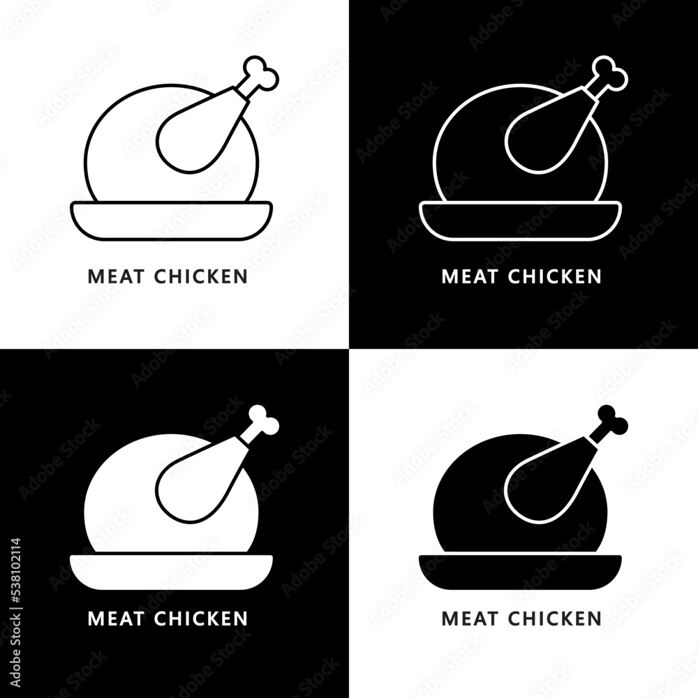 Meat Chicken Cartoon Logo Icon. Chicken Fastfood Symbol Illustration ...