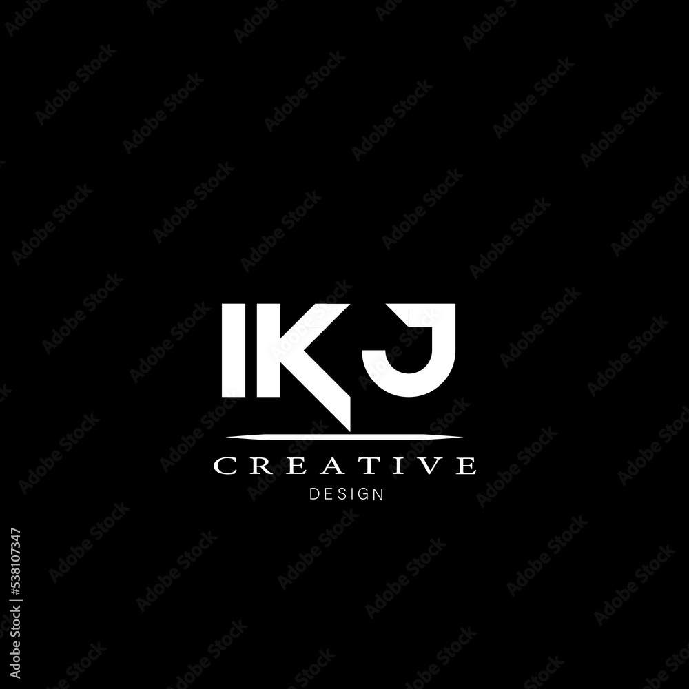 IKJ letter logo. IKJ modern alphabet font overlap style vector logo ...