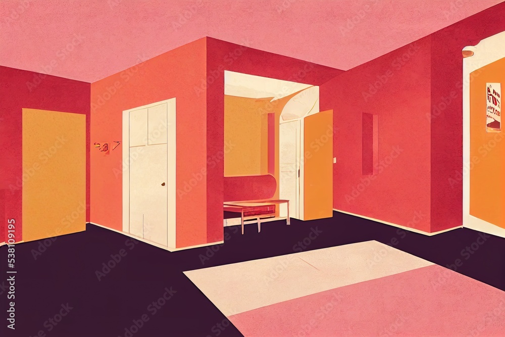 Cartoon hall interior flat illustration Stock Illustration | Adobe Stock