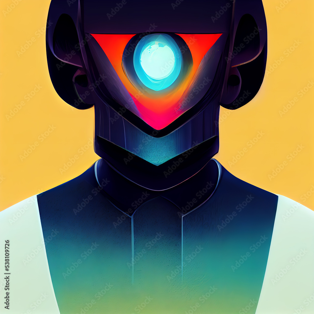 Robot portrait. Scientific invention. An alien from an extraterrestrial ...